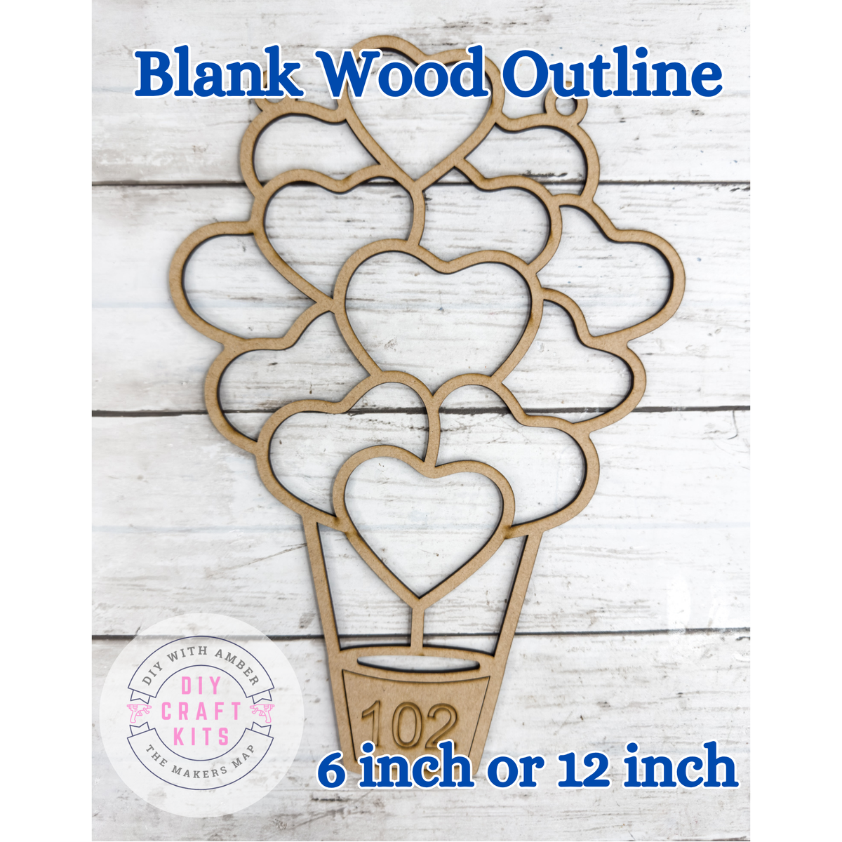 Style 102 Heart Hot Air Balloon Laser Cut Outline Frame Blank – The Makers Map - DIY with Amber