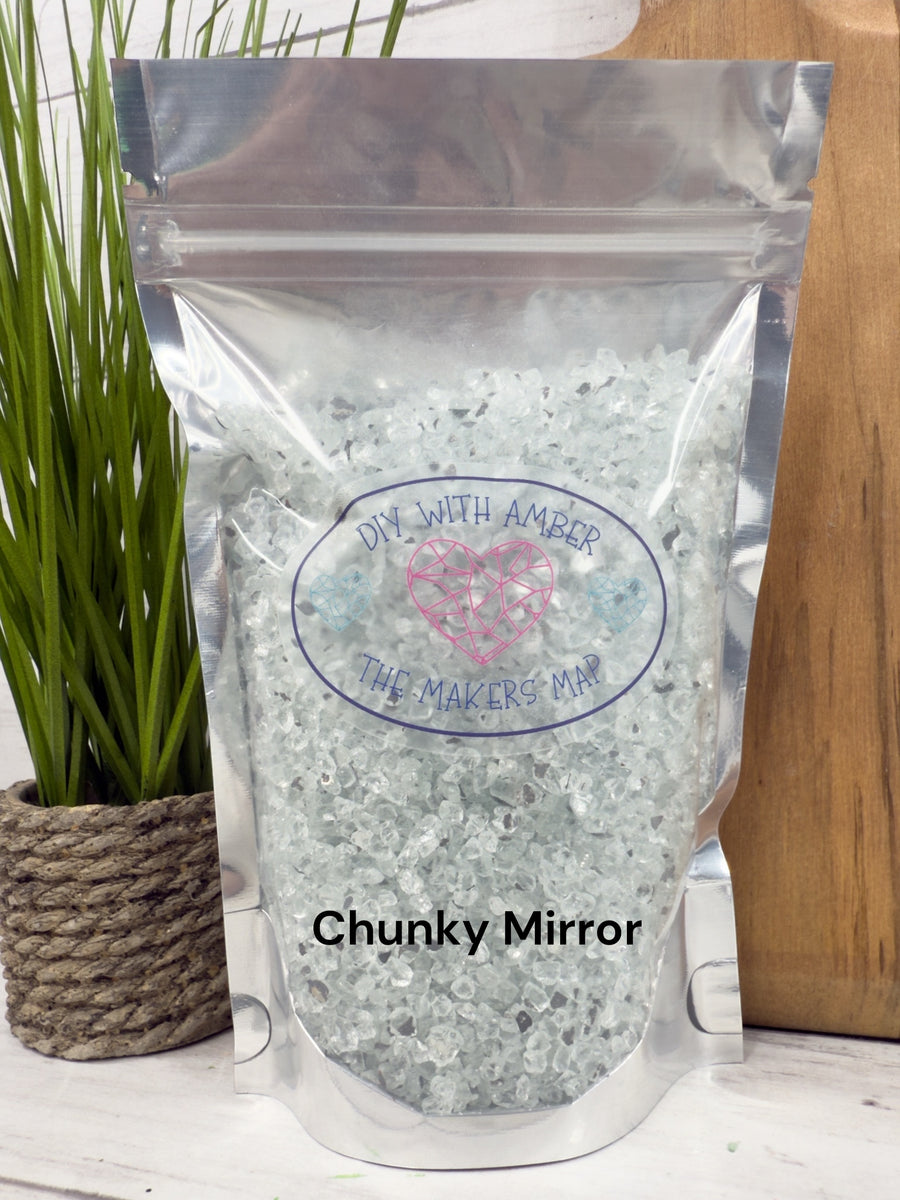 16 oz. Chunky Mirror Crushed Glass 3-6 mm – The Makers Map - DIY with Amber