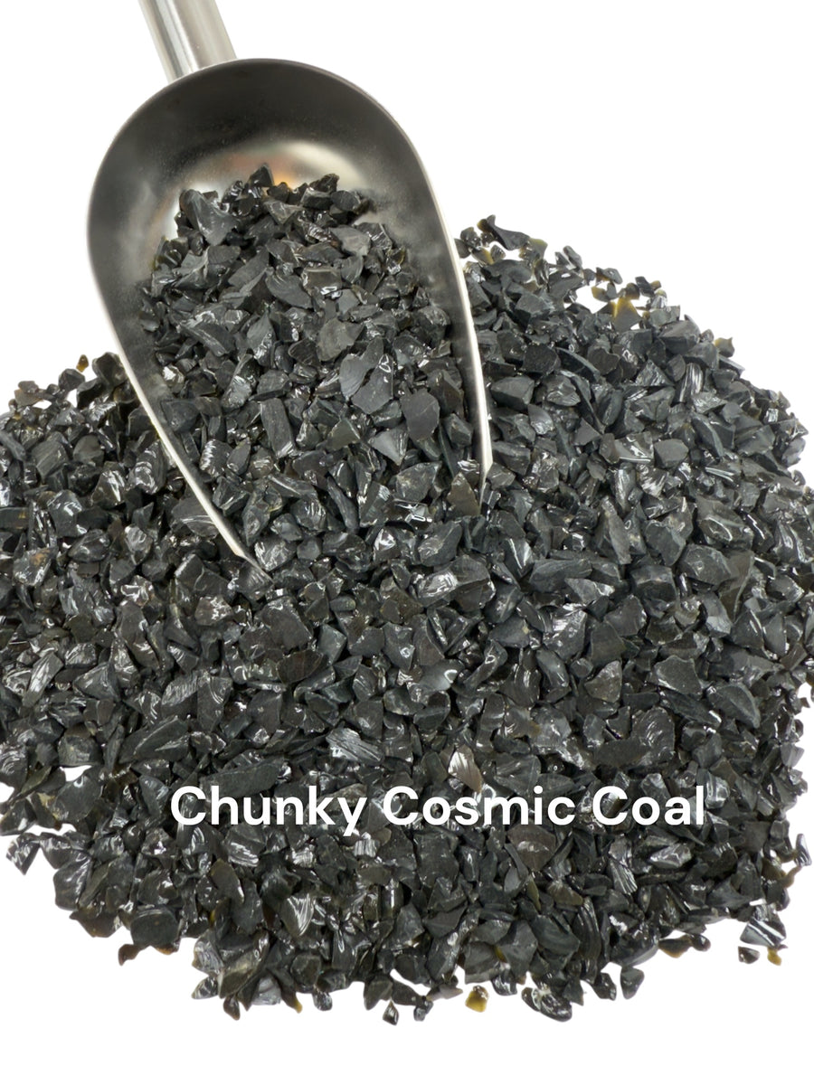 2 oz. Chunky Cosmic Coal Crushed Glass 3-6 mm – The Makers Map - DIY with Amber