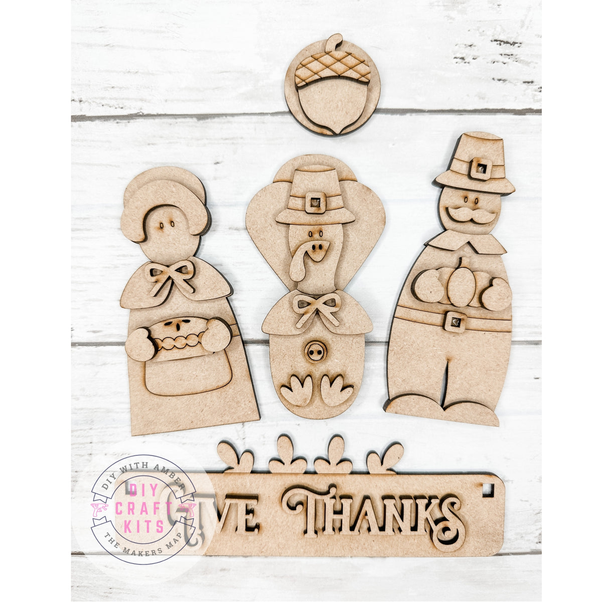 Turkey and Pilgrims Insert for Interchangeable bases DIY Craft Kit ...