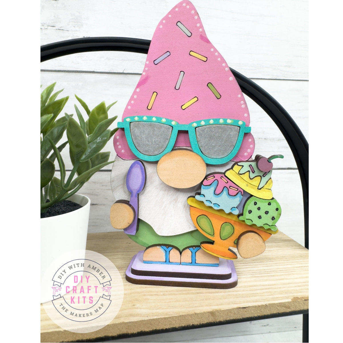 Little Summer Ice Cream Gnome Wood DIY Kit – The Makers Map - DIY with ...