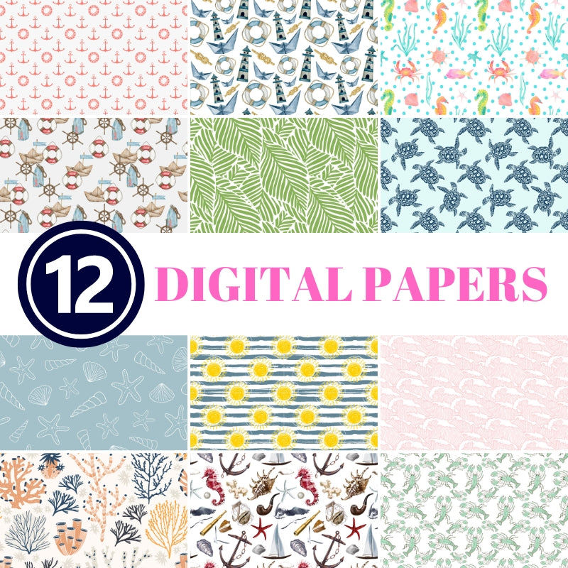12 Digital Nautical Scrapbook Paper Patterns – The Makers Map - DIY ...