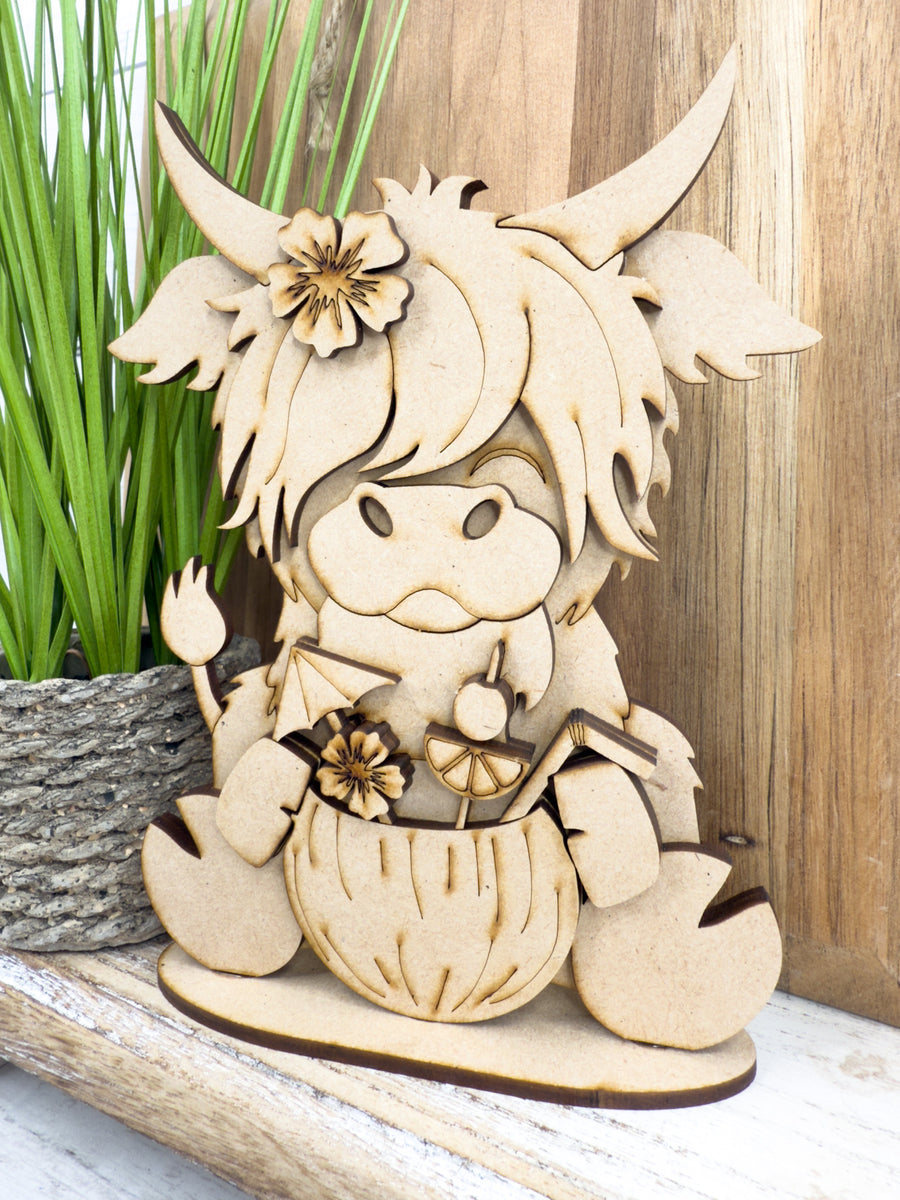 Highland Cow coconut summer Sitter DIY Kit – The Makers Map - DIY with ...
