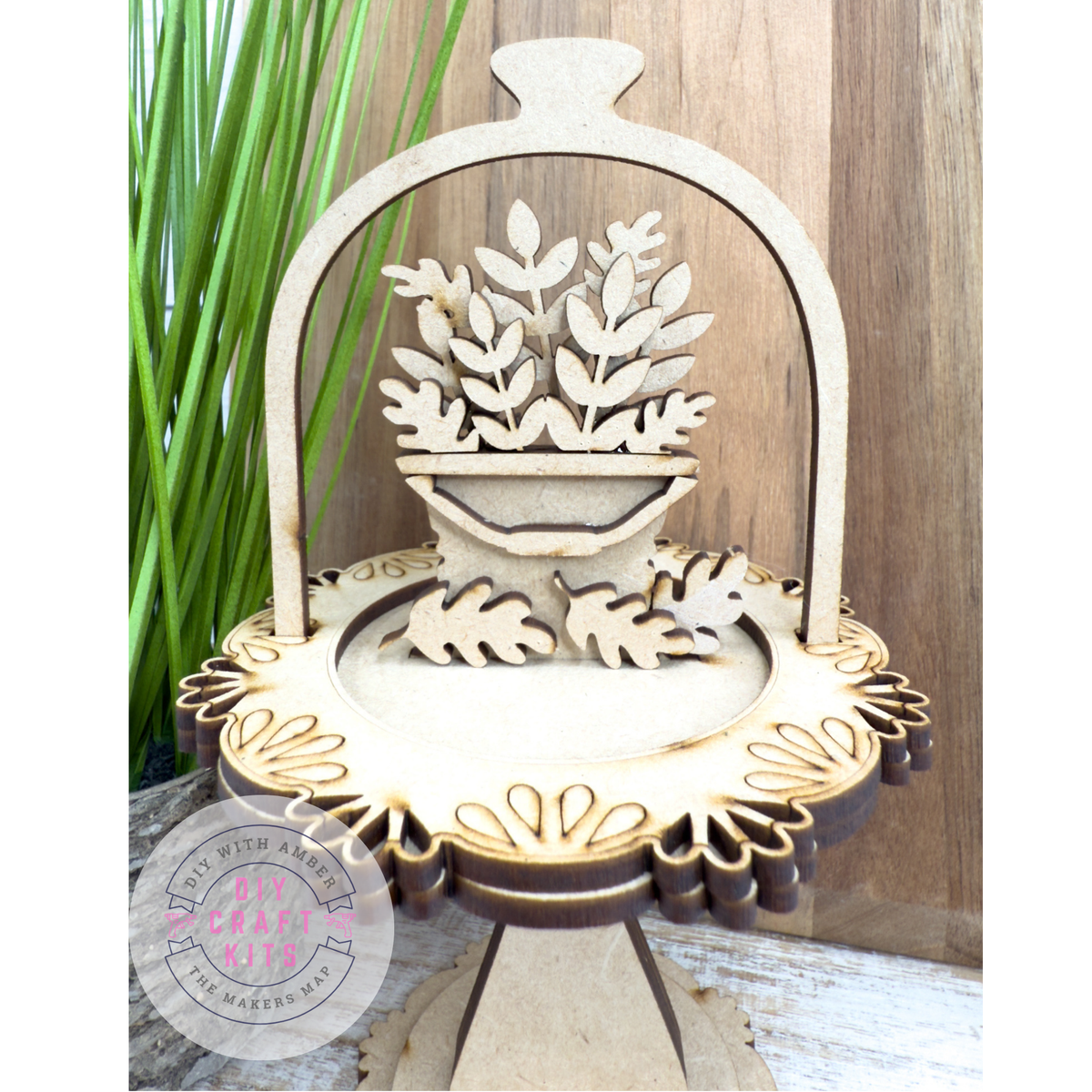 INVENTORY CLOSEOUT Bucket with Leaves Cloche Cake display Add on Inser ...