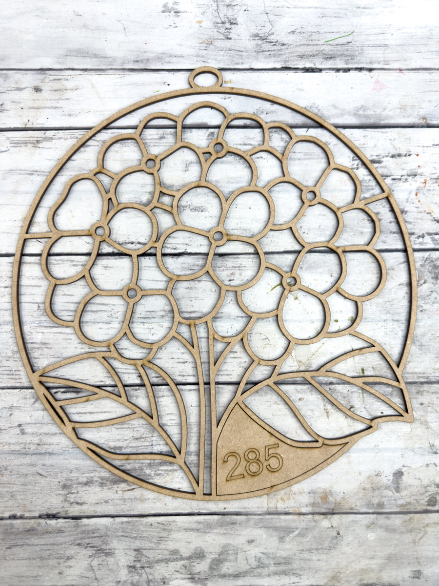 Style 285 Round hydrangea Laser Cut Outline Frame Blank – The Makers ...