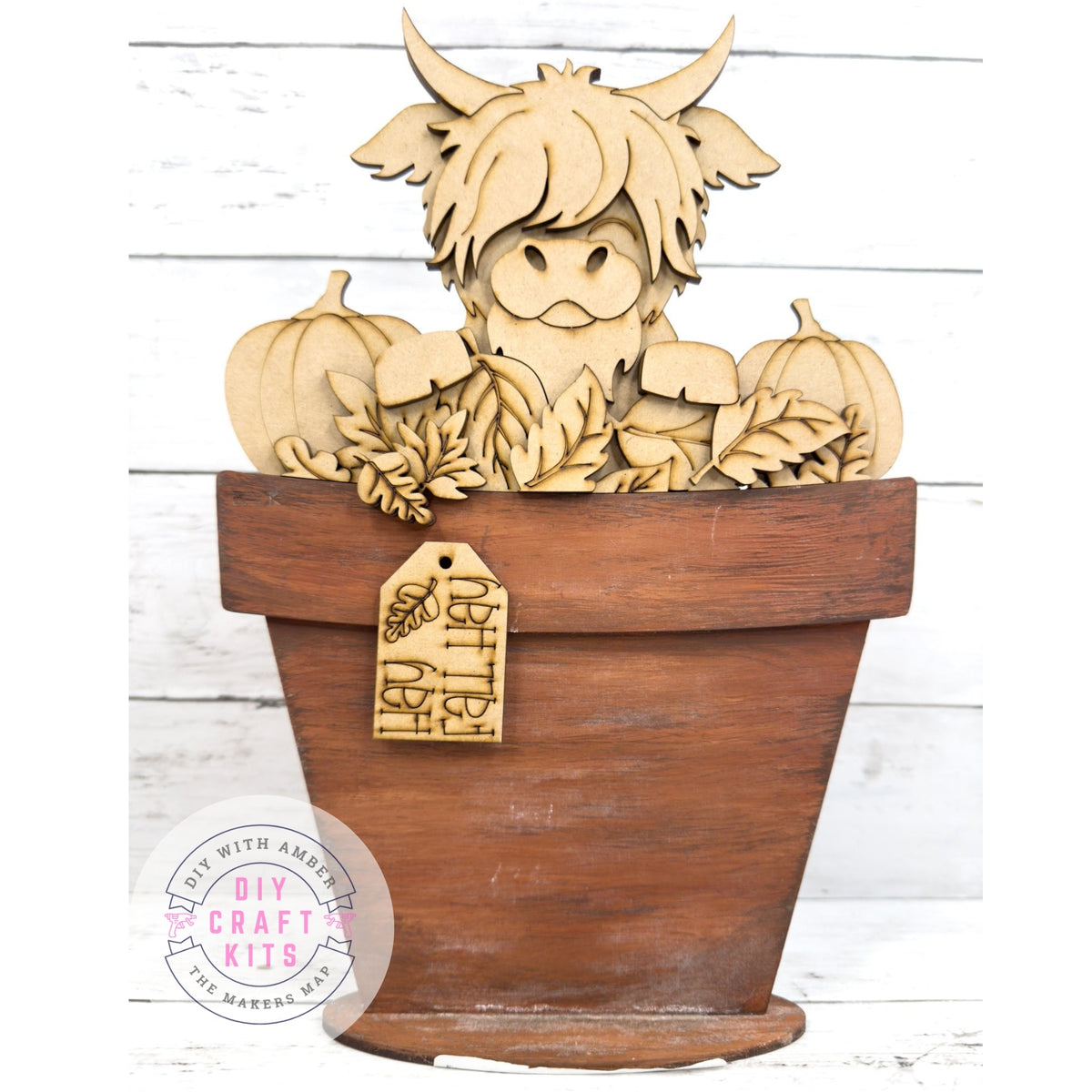 Fall Highland Cow tab Insert for Interchangeable bases DIY Craft Kit ...