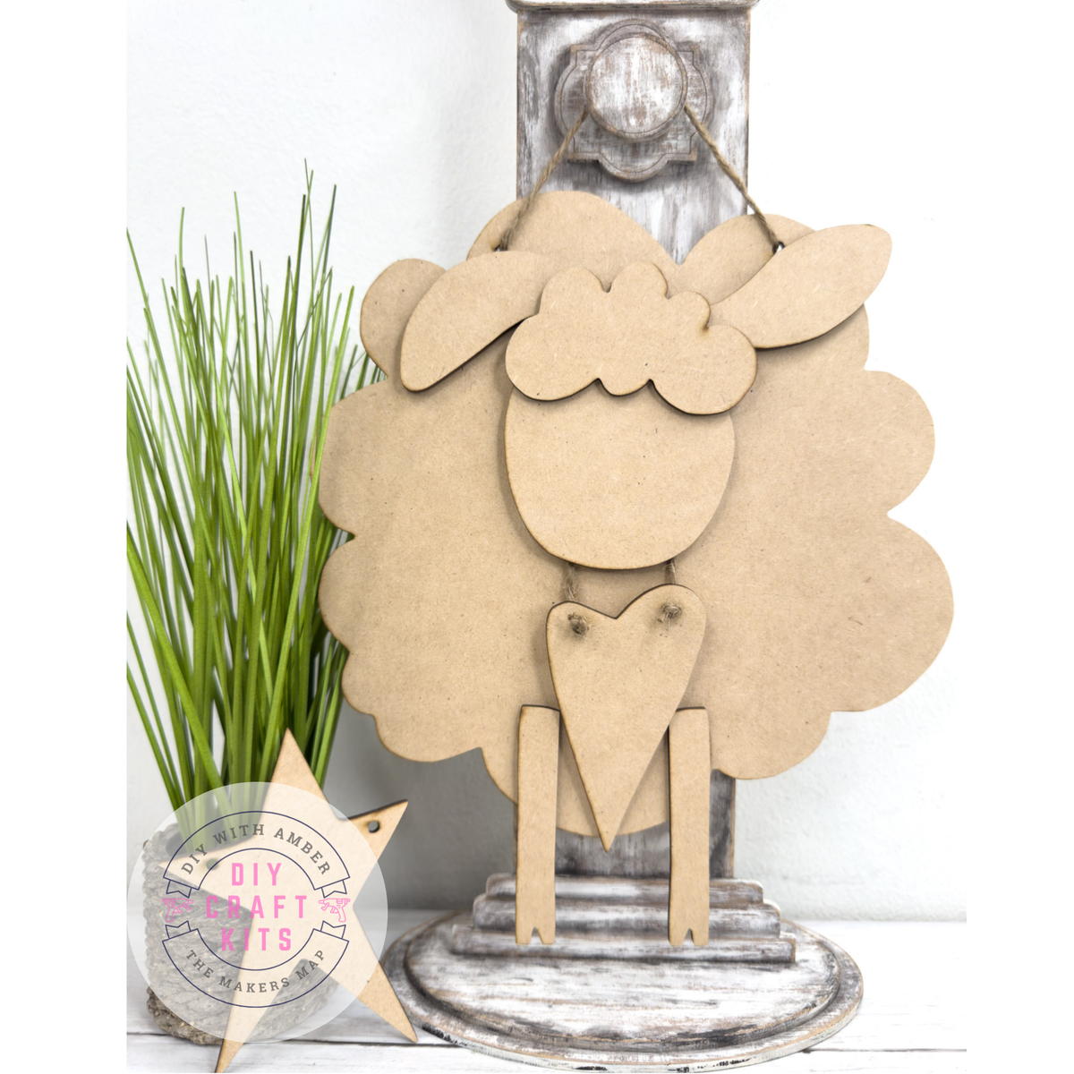 Fluffy Primitive Sheep Hanging DIY Kit – The Makers Map - DIY with Amber