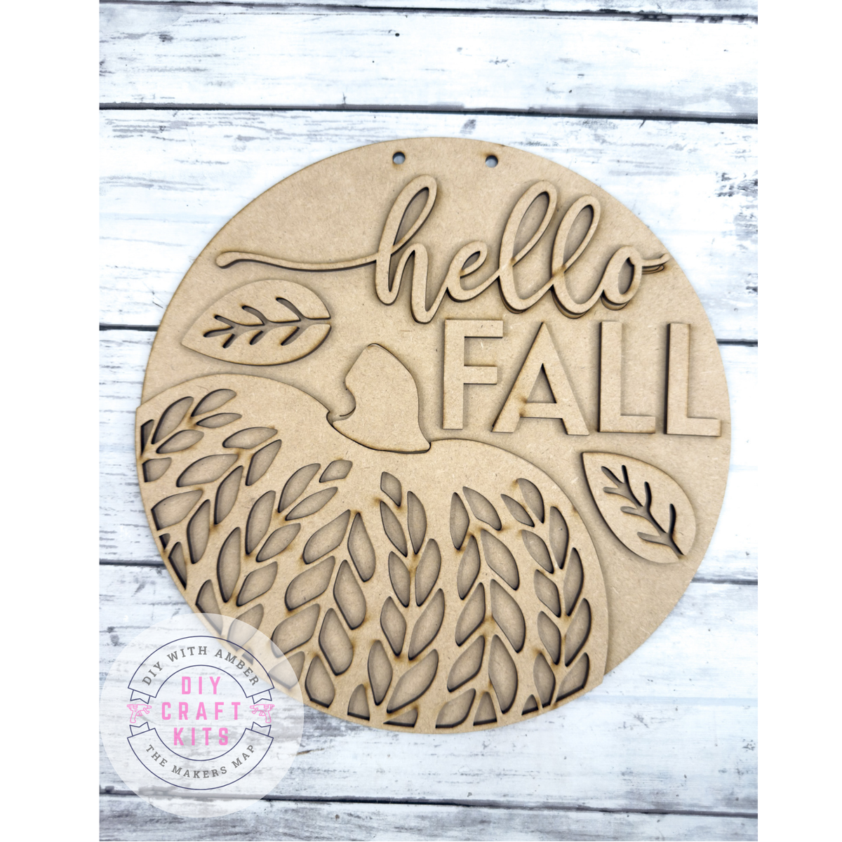 9 in round Hello Fall Patterned Pumpkin Sign DIY Kit – The Makers Map ...