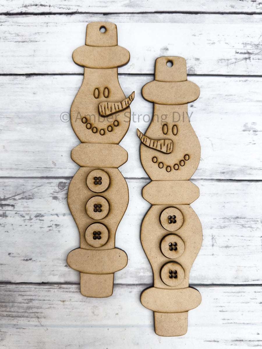 Larger Spindle Snowmen Ornaments DIY Kit – The Makers Map - DIY with Amber