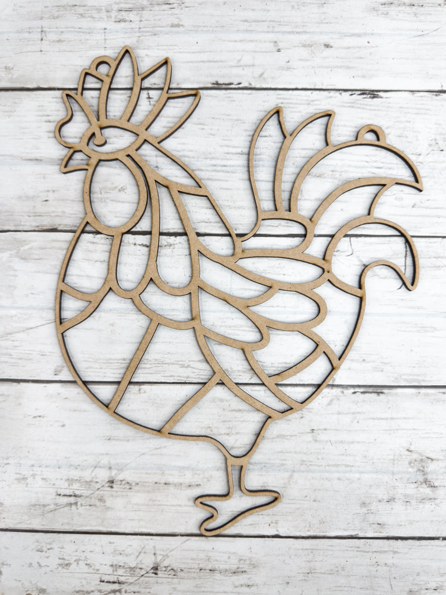 BULK Style 55 Rooster Laser Cut Outline Frame Blank – The Makers Map ...