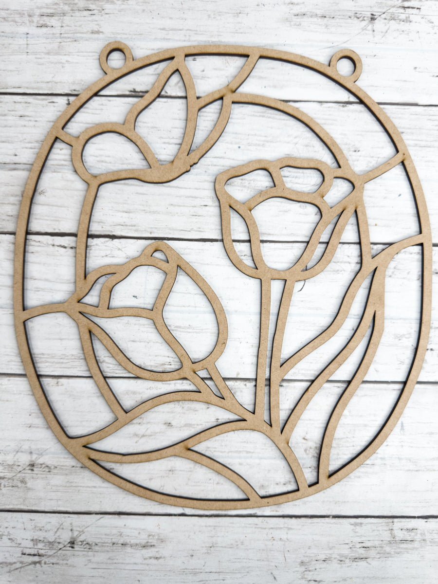 Style 29 Tulips Butterfly Laser Cut Outline Frame Blank – The Makers ...
