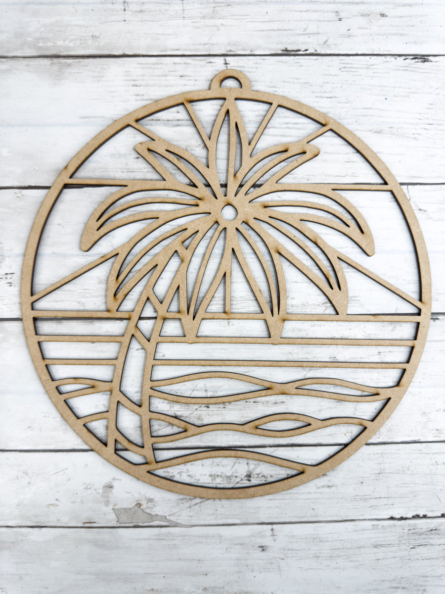 Style 26 Round Palm Tree Sea Laser Cut Outline Frame Blank – The Makers ...