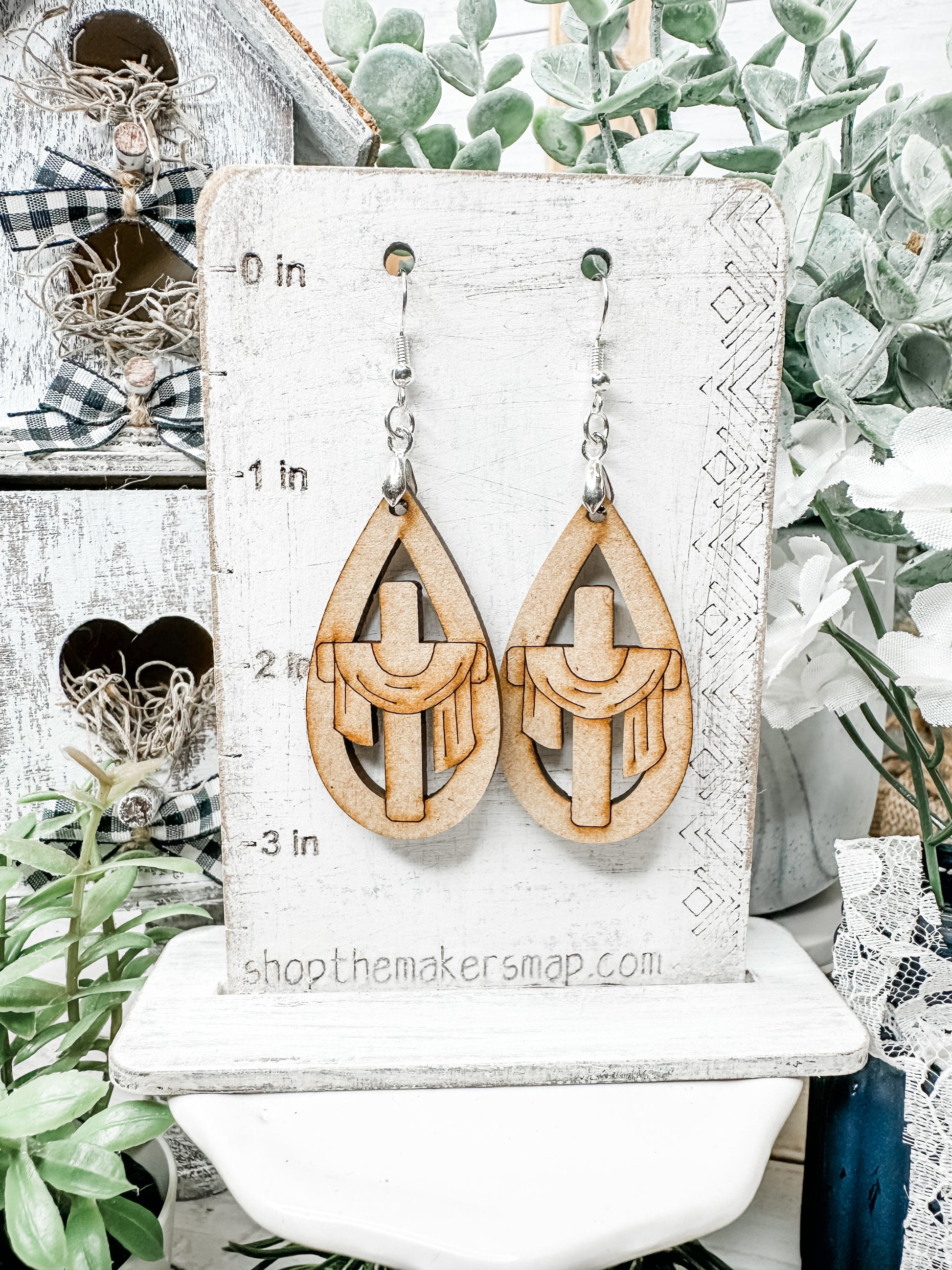Teardrop Cross with Sash Blank DIY Earrings Kit – DIY with Amber