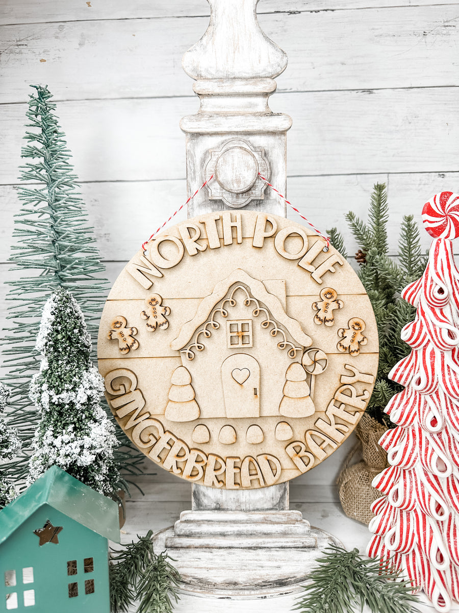 9 in round North Pole Gingerbread Bakery Sign DIY Kit – The Makers Map ...
