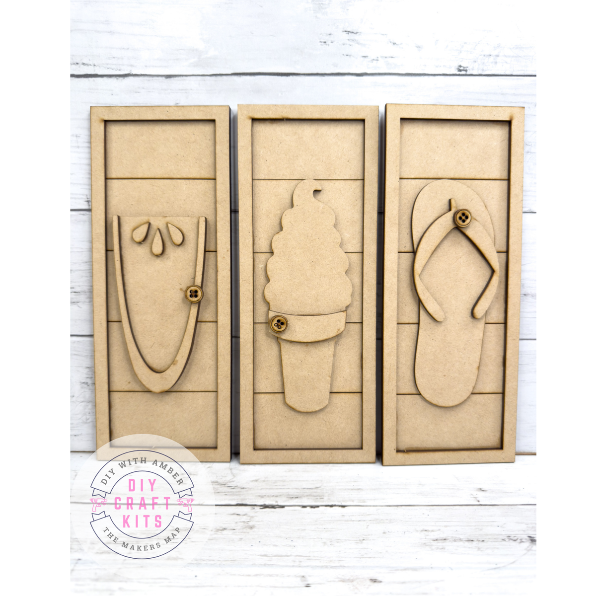 Set of 3 Ice Cream Watermelon Flip Flop Leaners DIY Kit – The Makers ...