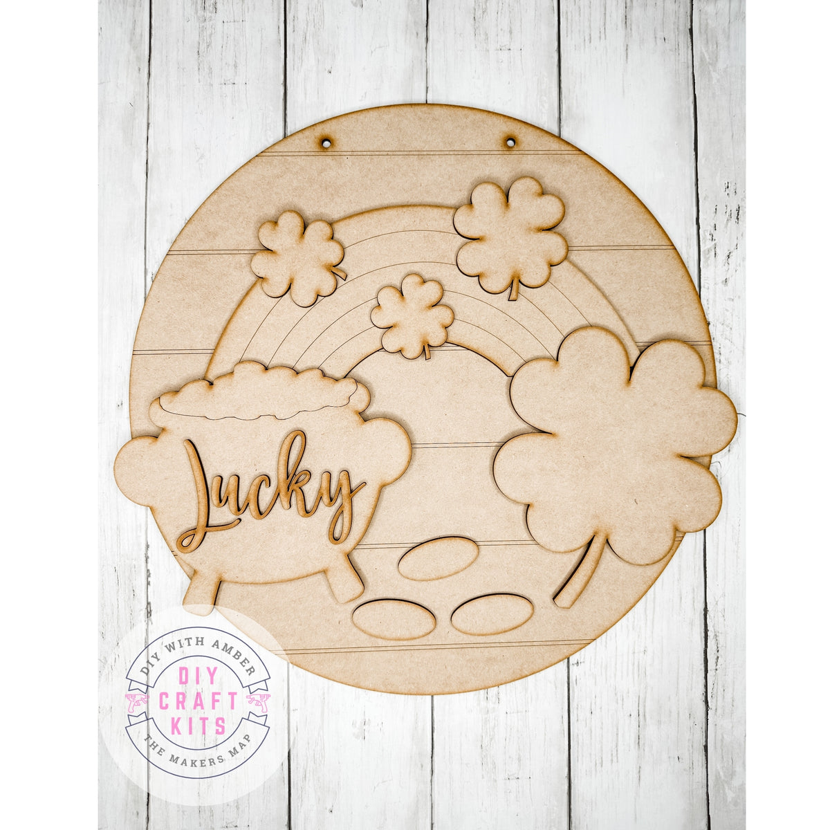 15 in Round Lucky Rainbow Door Hanger Sign DIY Kit – The Makers Map ...