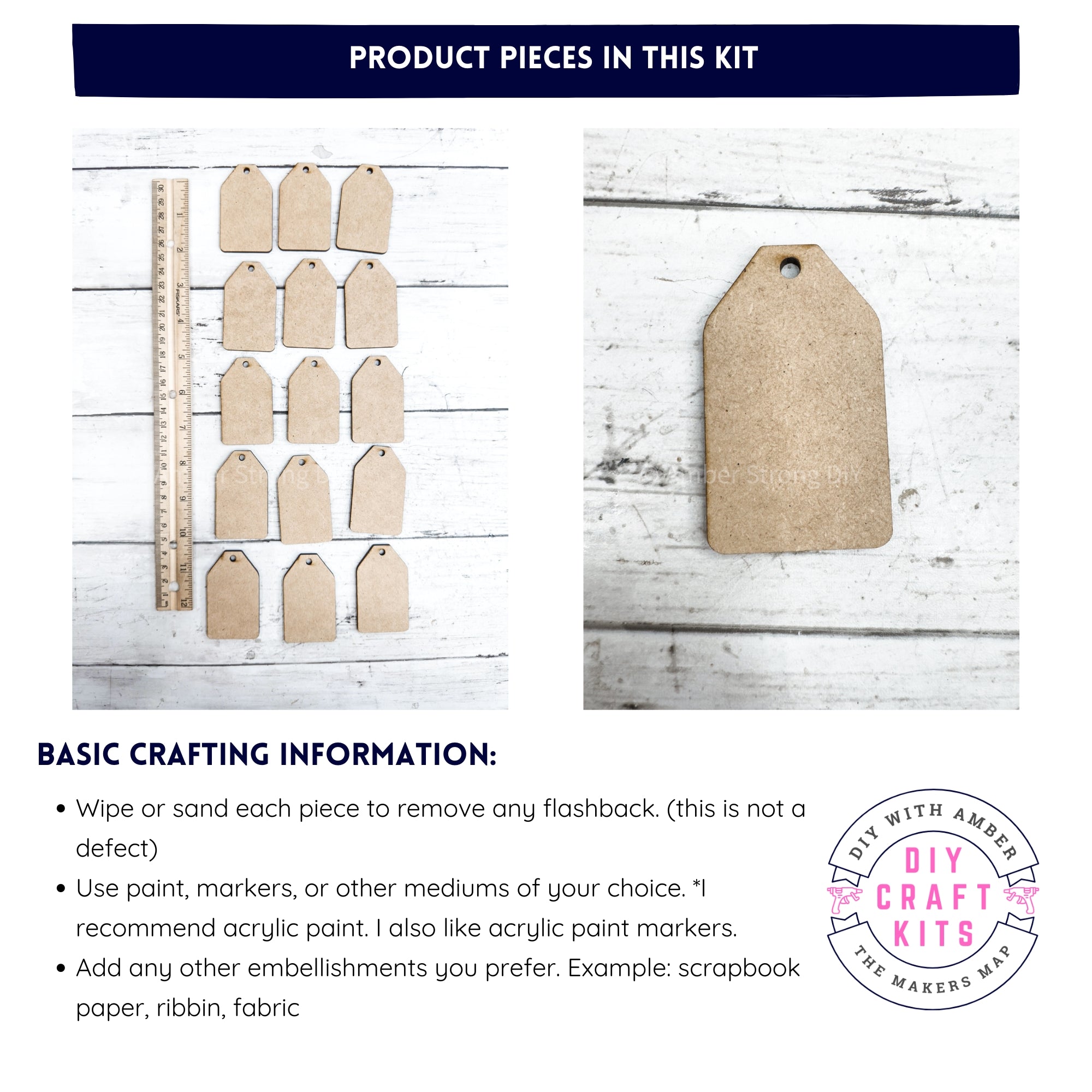 15 Mini Basic Tag Blank Wood Shapes – The Makers Map - DIY with Amber