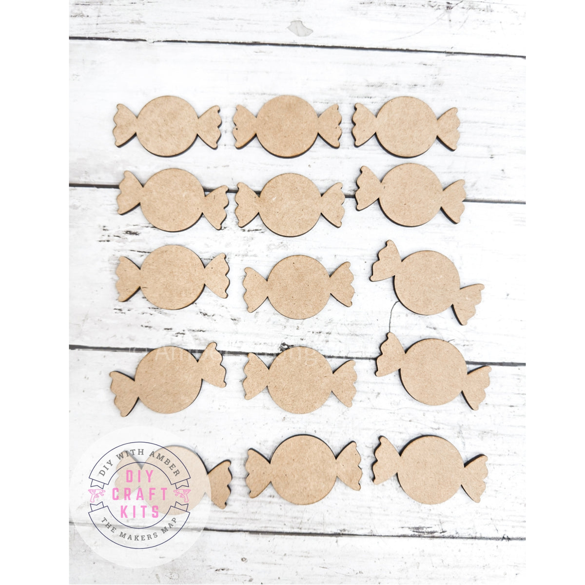 15 Mini Wrapped Candy Wood Shapes – The Makers Map - DIY with Amber