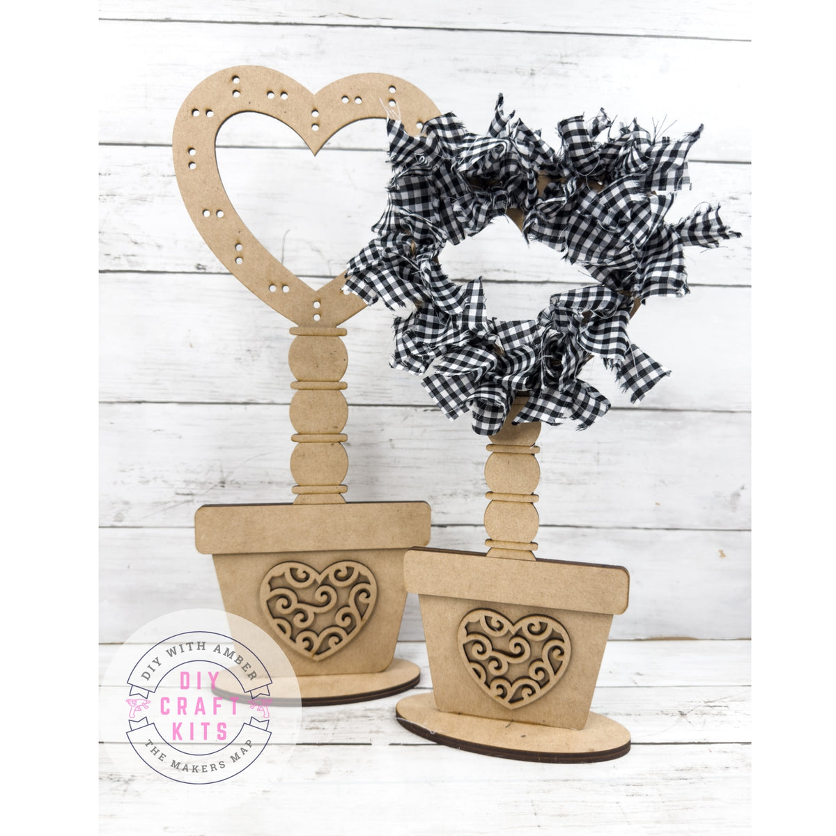 Pair Rag Tie Open Heart topiaries in pots DIY Kit – The Makers Map ...