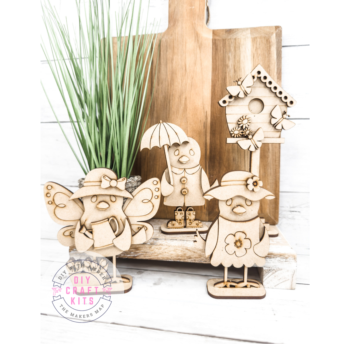 Set of 3 Spring Birdies and Birdhouse DIY Craft Kit – The Makers Map ...