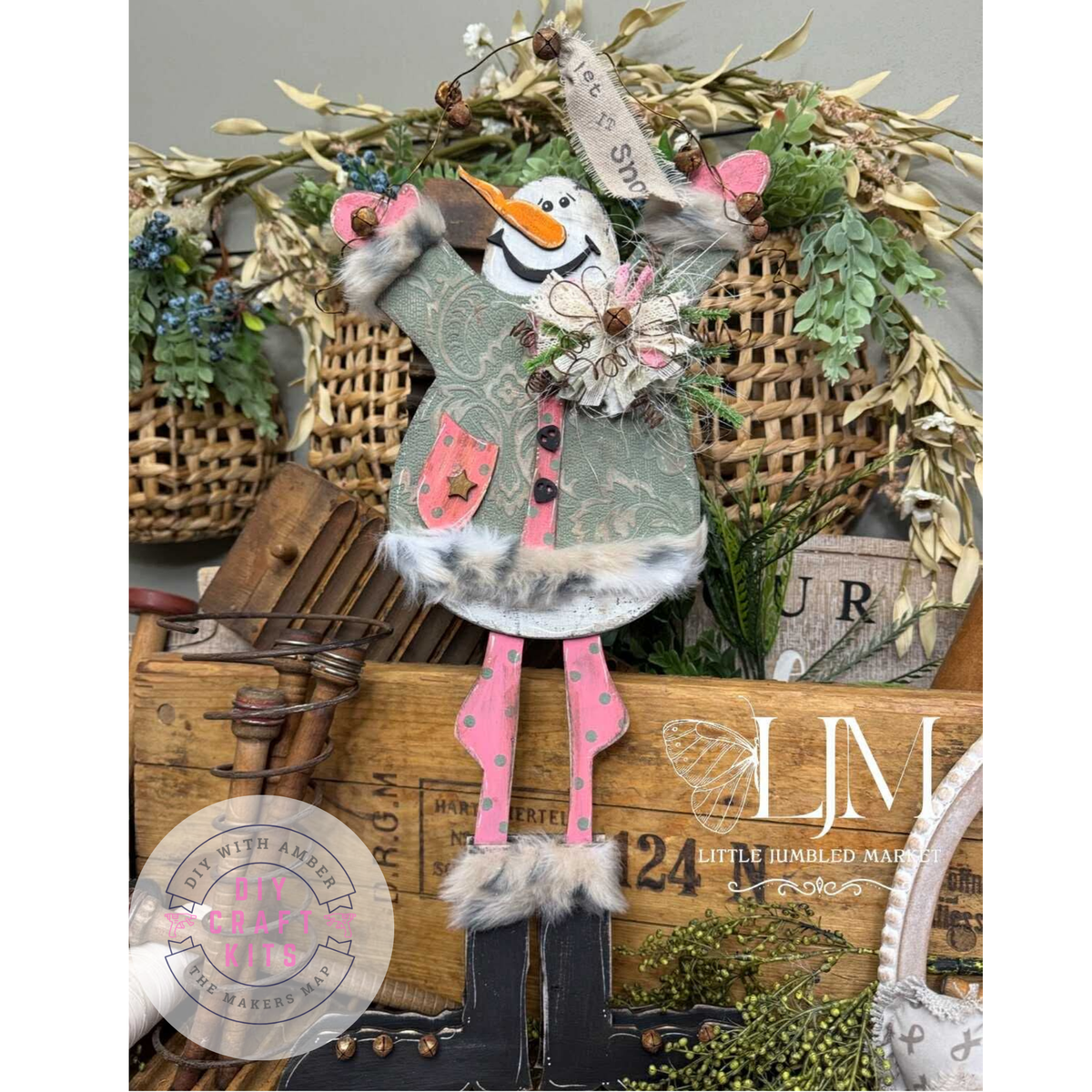 TALL Cheerful Primitive Snowman Leaner DIY Kit – The Makers Map - DIY ...